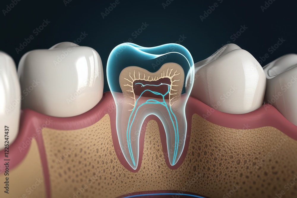 Detailed Anatomy Of A Human Tooth Showing Internal Structure Stock ...