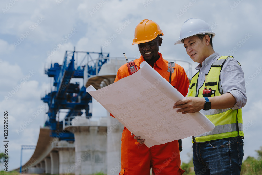 Architects, Engineers are surveying and working on building structures ...