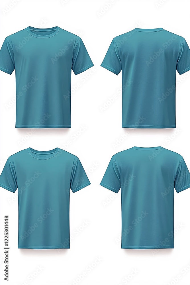 Plain teal t shirt mockup front and back view for design template ...