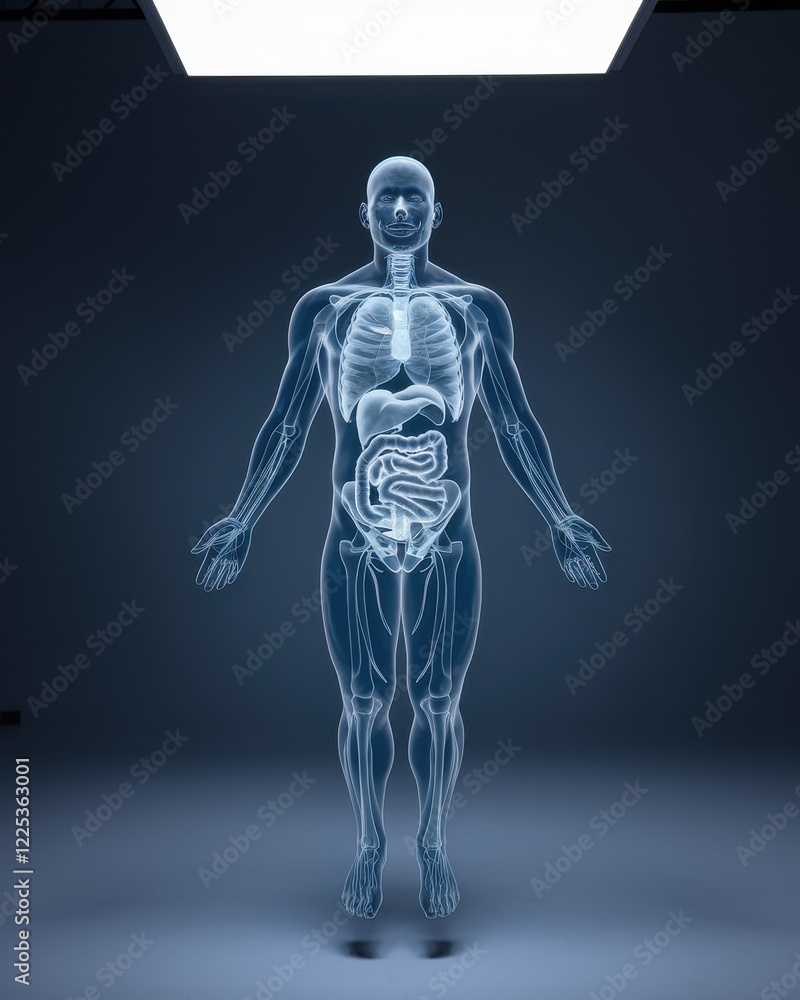 Transparent Human Anatomy Skeletal System Internal Organs Stock ...