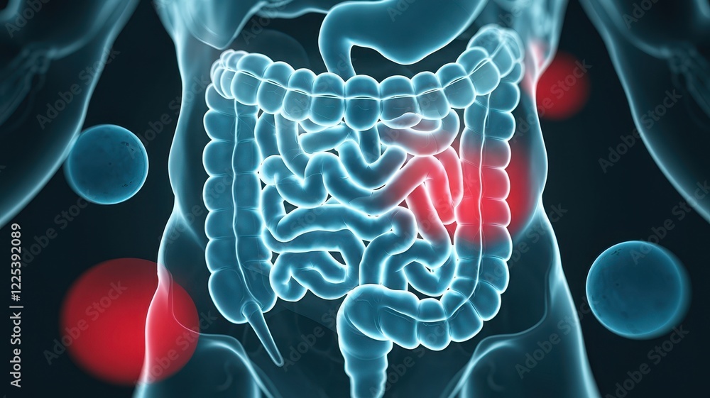 Human Digestive System Anatomy Illustration Showing Inflammation Stock ...