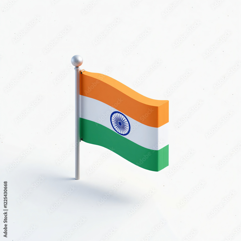 Small Indian Flag Isolated on White Background: Symbolizing National ...