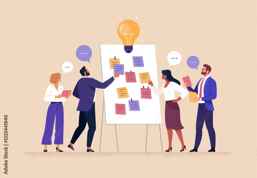 Business Workshop Concept. Vector cartoon illustration of a group of ...