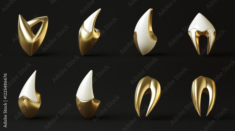 Cursor arrow 3d vector set. Realistic illustration collection of golden ...