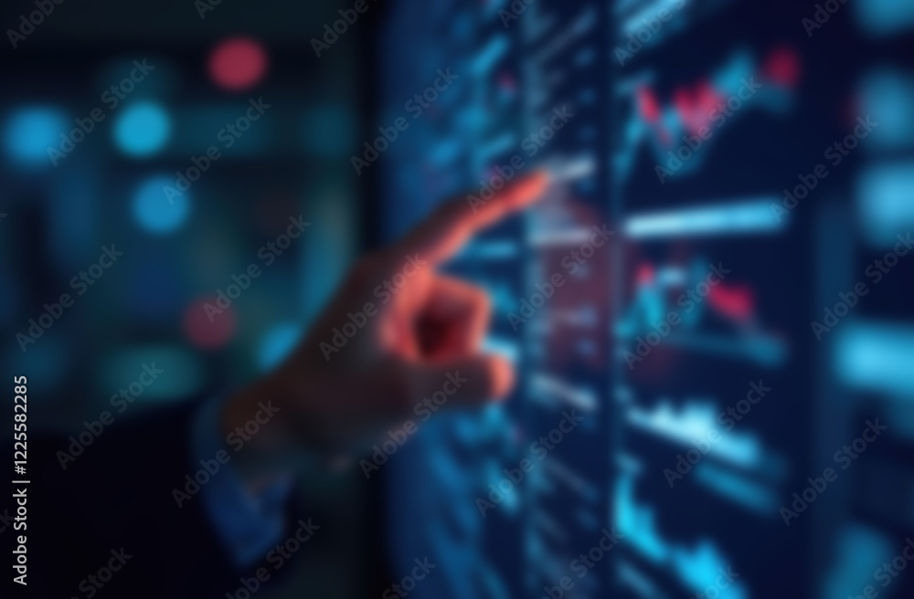 Big data technology and data science with person touching data flowing ...