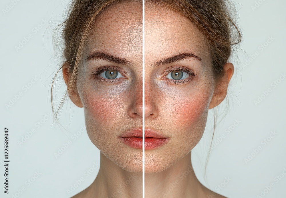 Transformative beauty split down the middle showcasing the power of ...