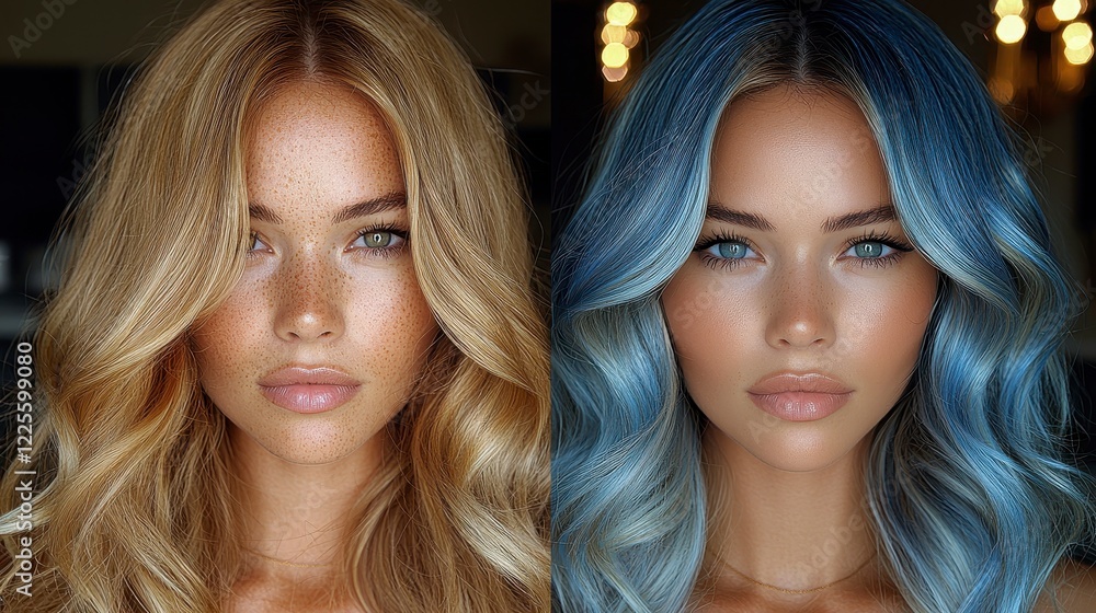 Before & After Hair Color Transformation Stock Photo | Adobe Stock