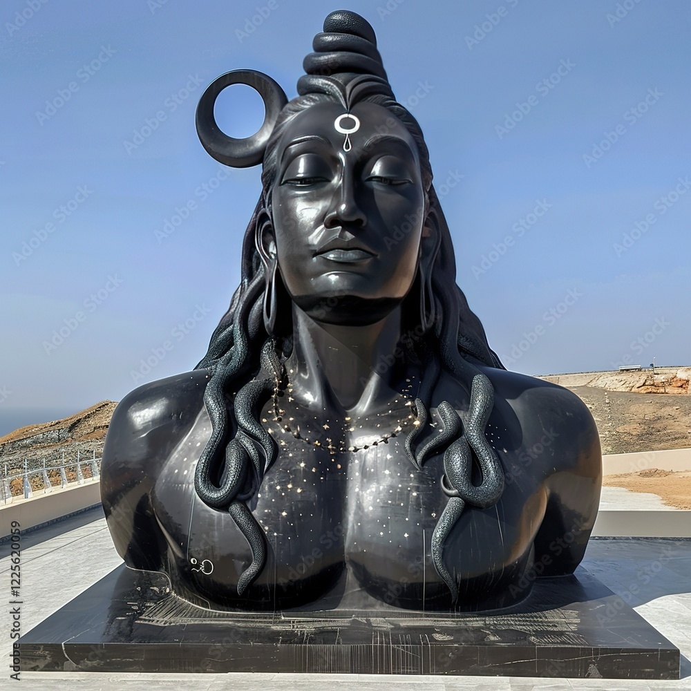 Adiyogi Black Shiv Sculpture Coimbatore Statue With Moon On The Head ...