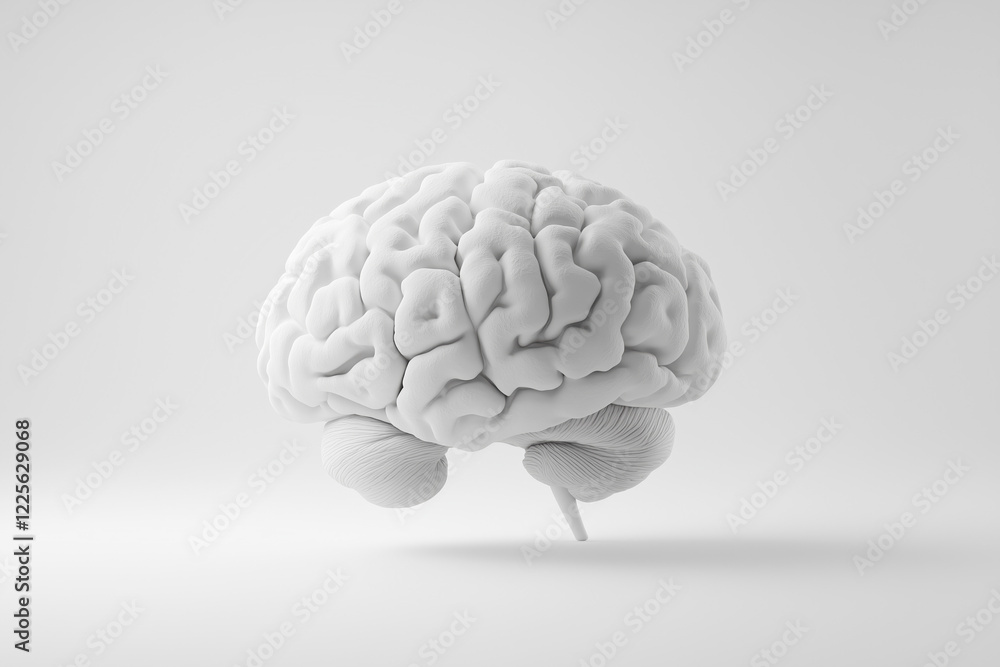 3D model of realistic human brain close up texture isolated on white ...