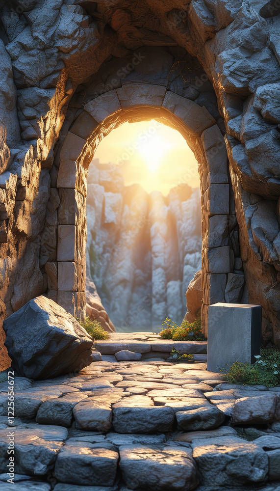 Easter themed product display podium background, Empty tomb vision ...