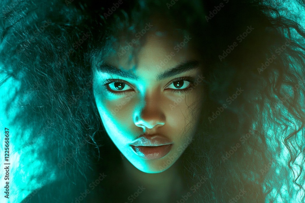 Commercial advertising visual idea. Long hairdo - afro hair. Stunning ...