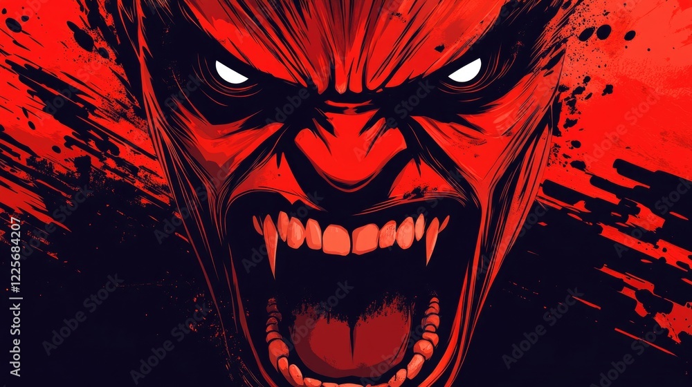 Stock-Illustration „Aggressive madness face illustration with vibrant ...