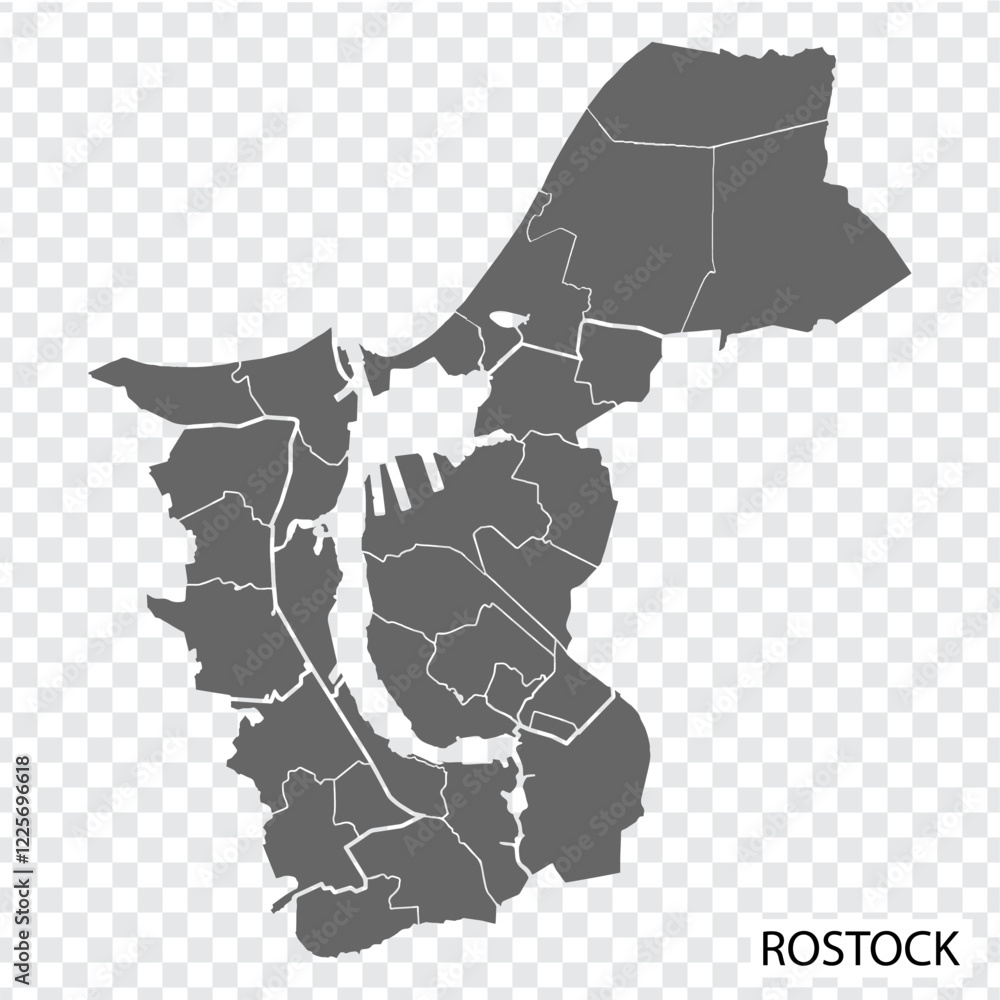 High Quality map of Rostock is a city The Germany, with borders of the ...