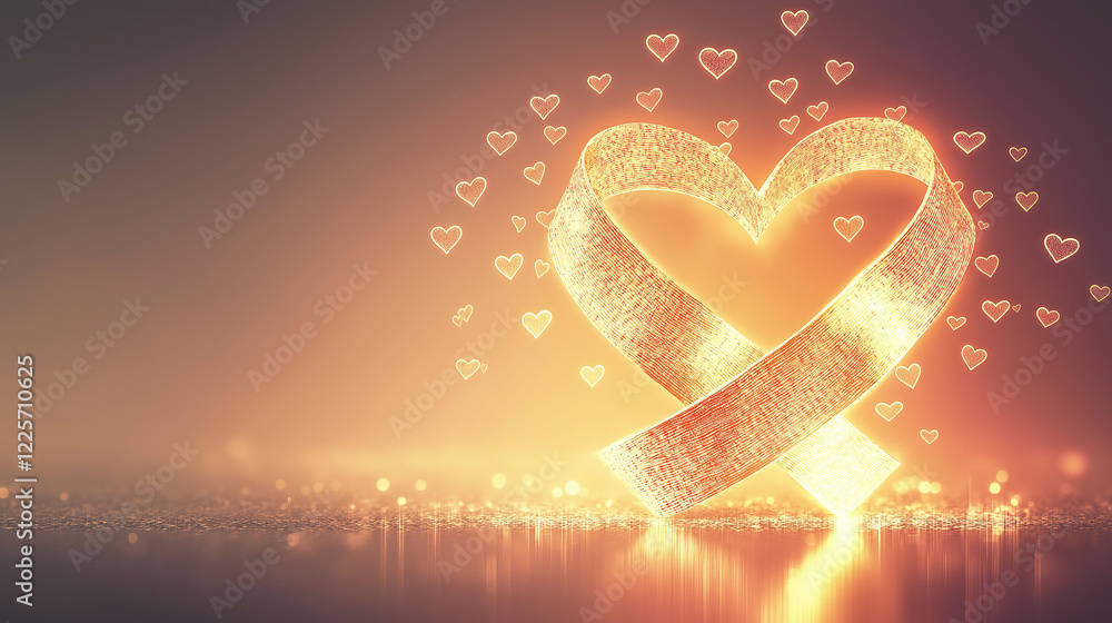 Clipart of a glowing cancer ribbon wrapping around a heart, with tiny ...