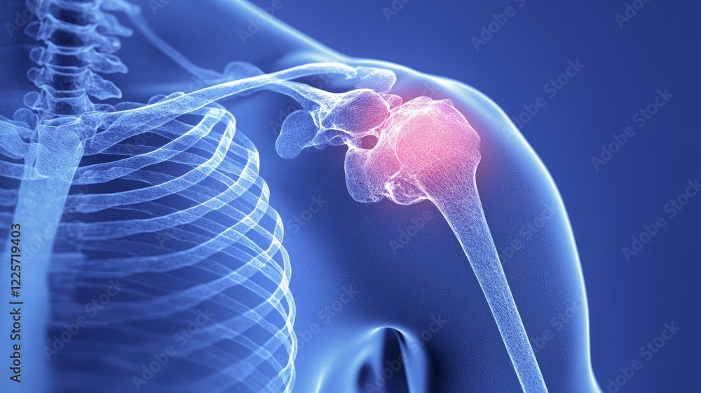 Ilustración de Stock An X-ray of right shoulder showing anterior ...