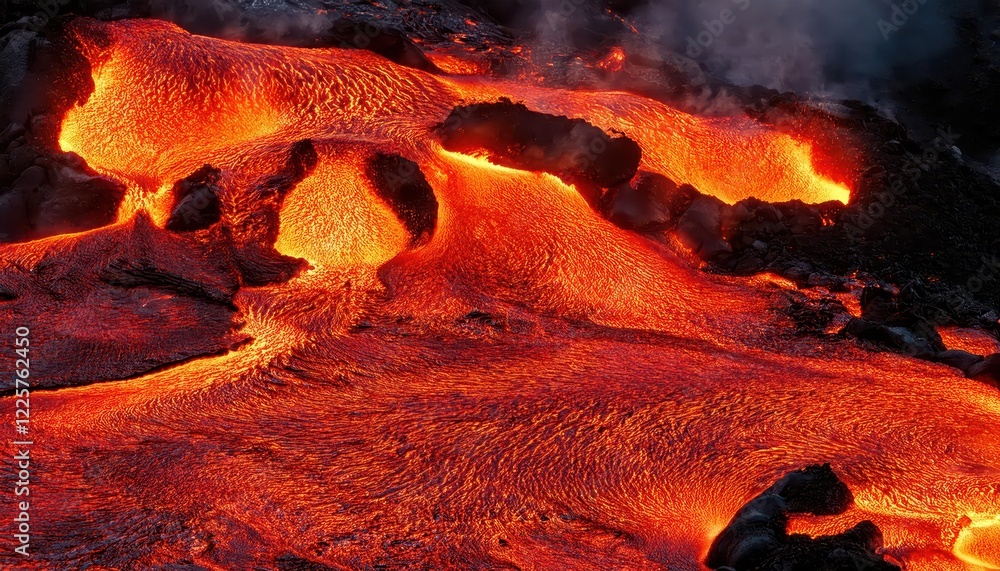 Vivid Lava Eruption Volcano Intense Heat Red Texture Showcases Powerful ...