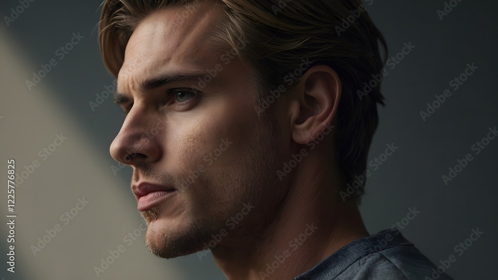 profile photograph of a handsome man with strong features and a sharp ...