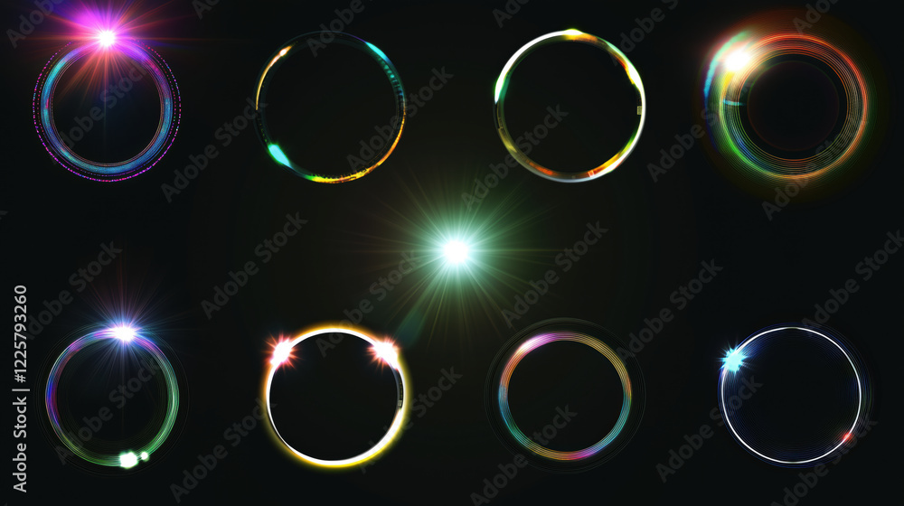 Lense flare overlay on black background. The background can be remove ...