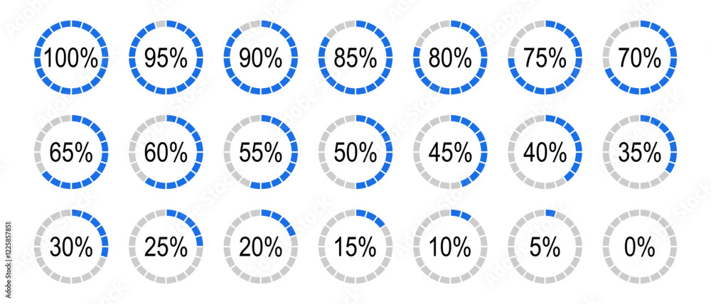 Percentage infographics minimal elements. Round diagrams icons for ...