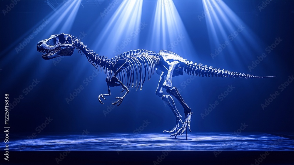 Stunning display of a complete Allosaurus skeleton showcased under ...