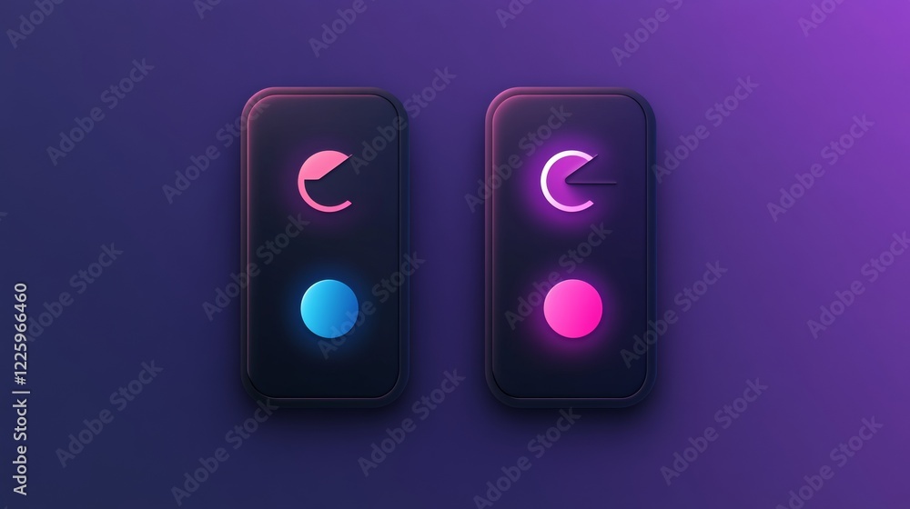 On and Off toggle switch buttons. Day and night mode switch button ...