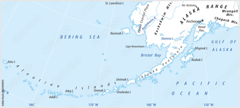 Vector political world map. North American continent with alaska (usa ...
