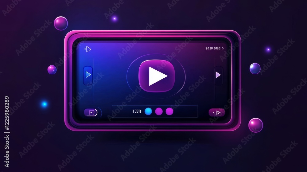 Social media video player screen template, mobile video player. Video ...