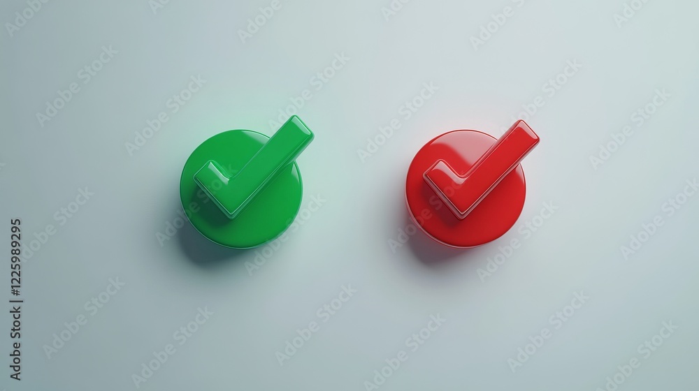 Correct and incorrect symbols. A green tick represents "yes" or ...