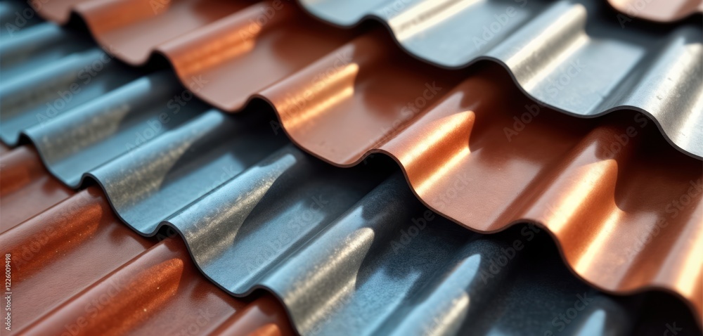Closeup view of modern roofing materials. Various colors, textures of ...