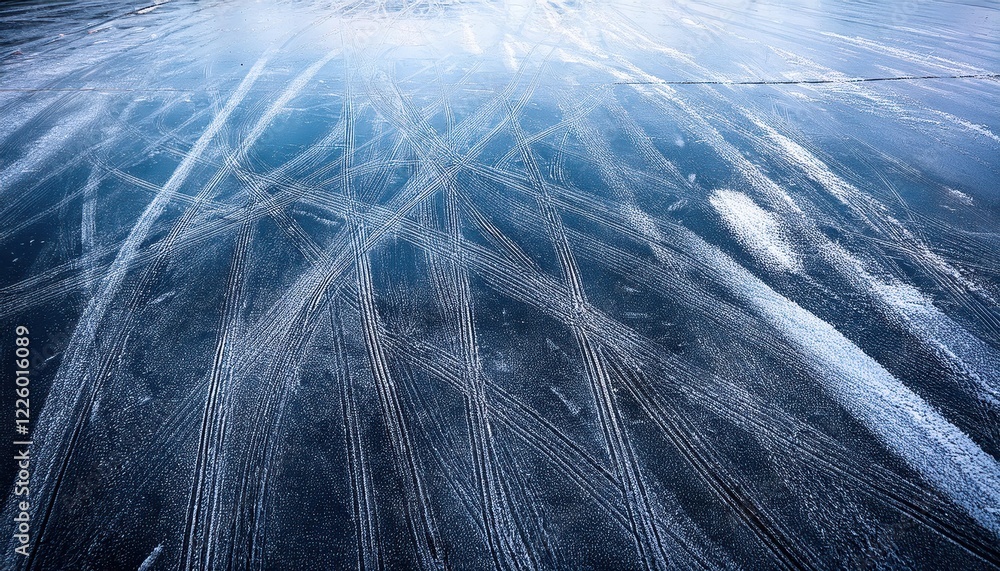 Striated Ice Rink Texture Winter Sports Background with Skate Marks ...