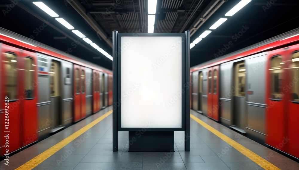 Subway station mock-up poster display. Empty advertisement board in NYC ...
