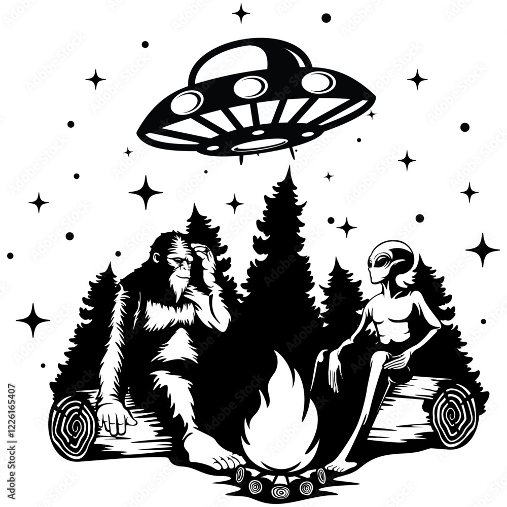 Bigfoot & Alien | Unidentified Flying Object | Big Foot | Yeti | Alien ...