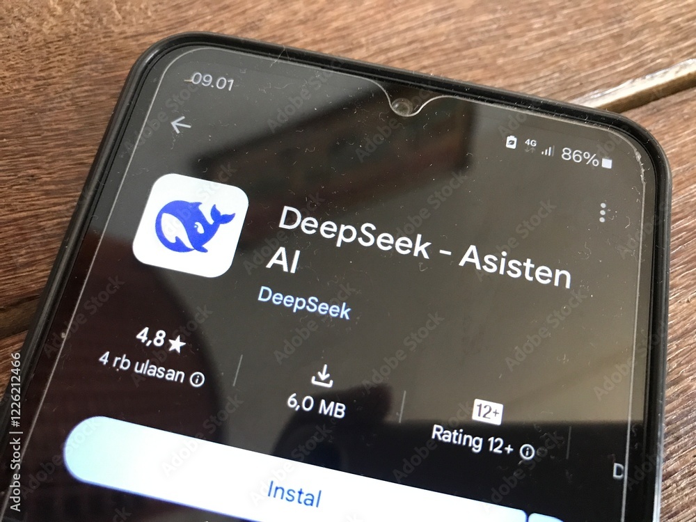 Barabai, Indonesia - 29 Jan 2025: Deepseek Ai logo is displayed on ...