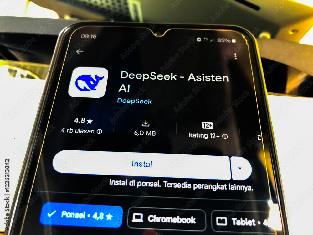 Barabai, Indonesia - 29 Jan 2025: Deepseek Ai logo is displayed on ...