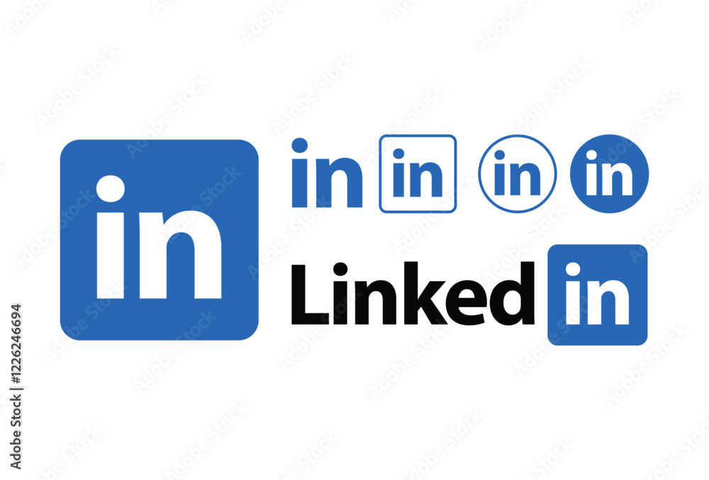 popular social media icons logo linkedin transparent background Stock ...
