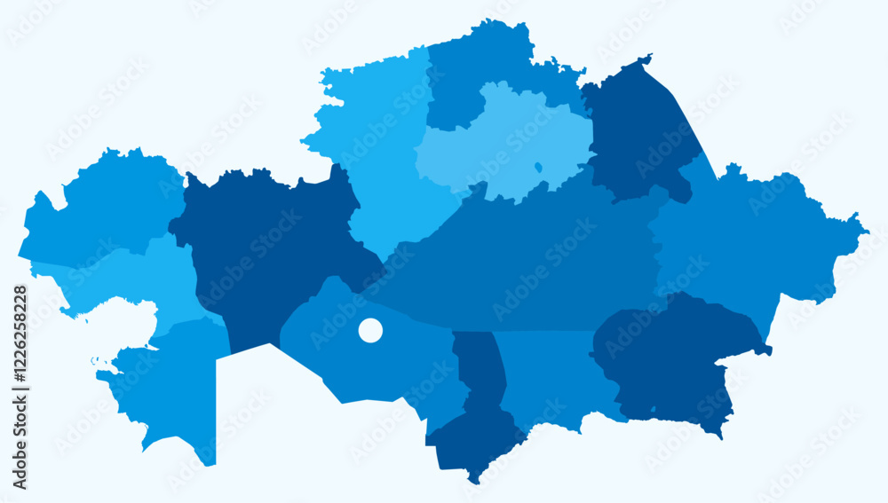 Map of Kazakhstan with regions. A simple country border map with ...
