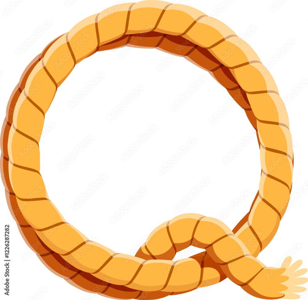 Letter Q as a rope, cowboy font, wild west typeface, western type ...