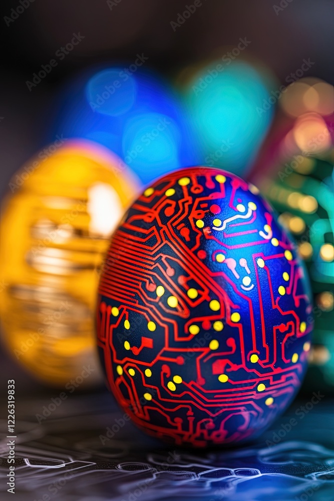 circuitry easter eggs with glowing circuits and colorful design new for ...