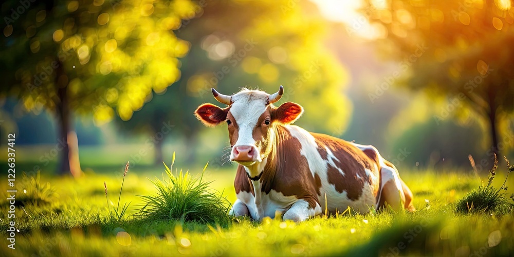 Tilt-Shift Cow Meadow Photography: Miniature Farm Animal Scene Stock ...