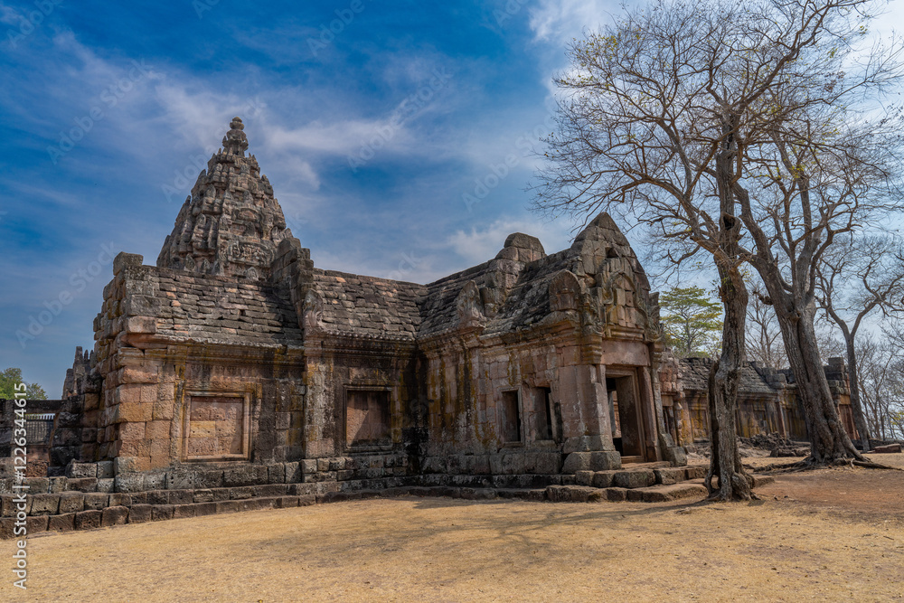 Lintel of the main castle, made of sandstone, carved with images in an ...