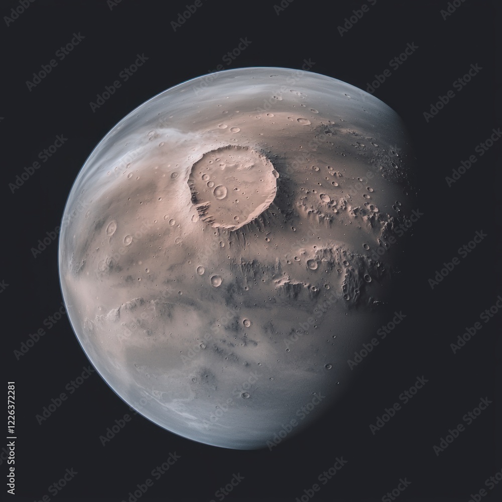 Martian Landscape Cratered Surface Red Planet Space Exploration ...
