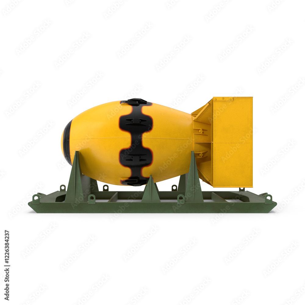 3D realistic PNG atomic nuclear bomb isolated on a white background. B ...
