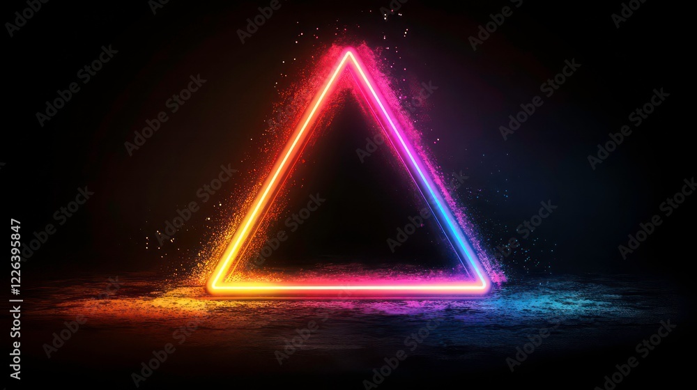 Futuristic neon triangle illuminating the path to infinity. Vibrant ...