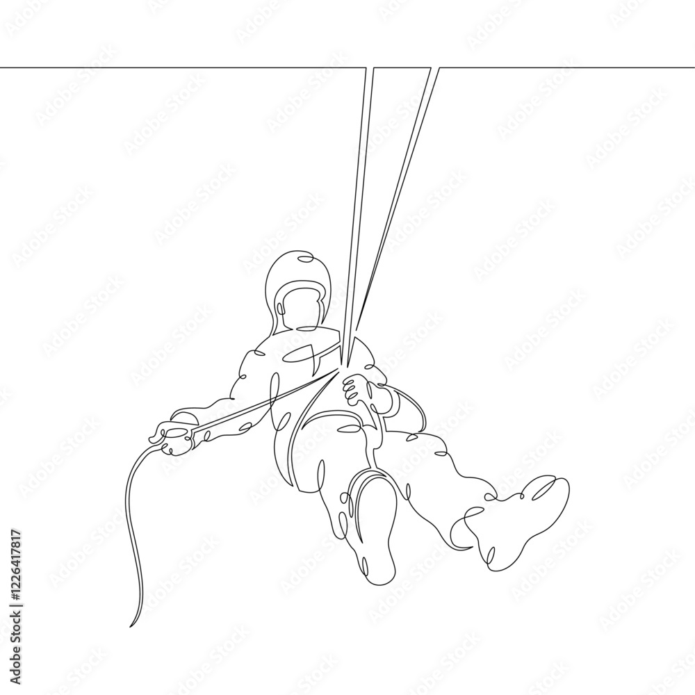 One continuous drawing line logo firefighter fireman rescuer in uniform ...