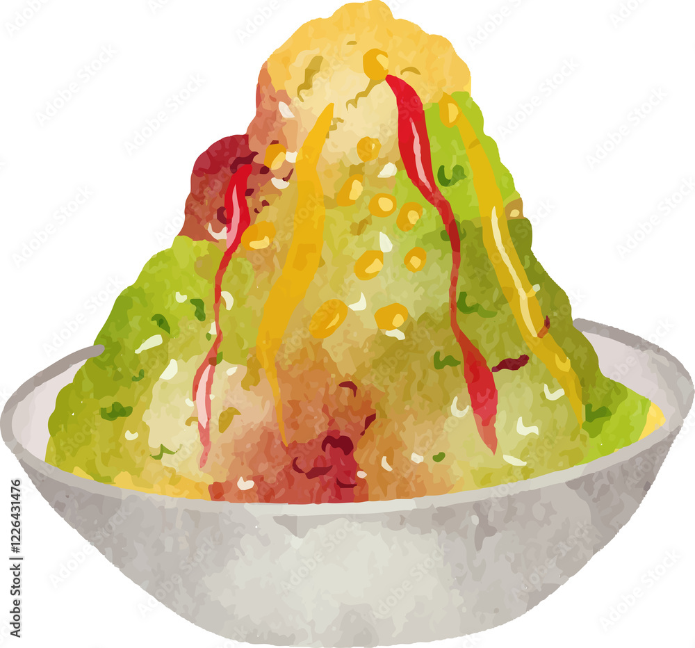 Watercolor Illustration of Ais Kacang Malaysian traditional Food Stock ...
