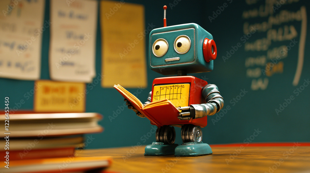 Futuristic AI-powered robot teaching class modern classroom,artificial ...