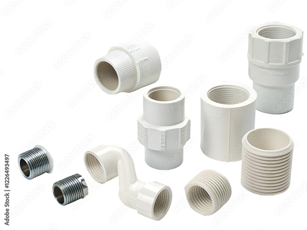 conexiones y tuberias pvc cedula 40 color blanco on white background ...