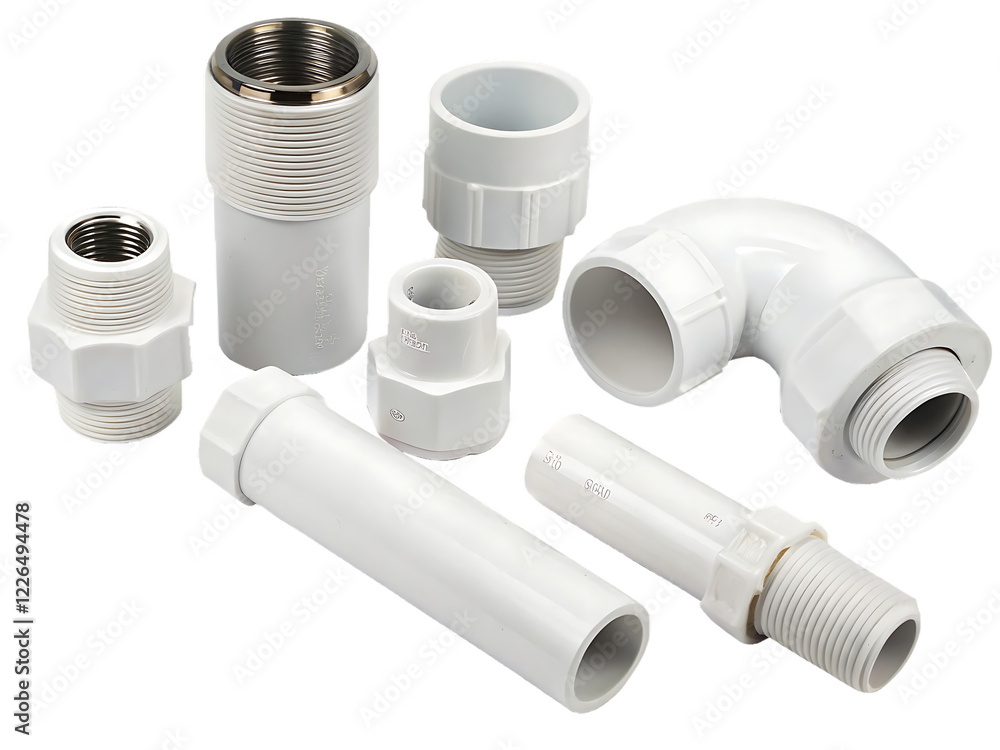 conexiones y tuberias pvc cedula 40 color blanco on white background ...