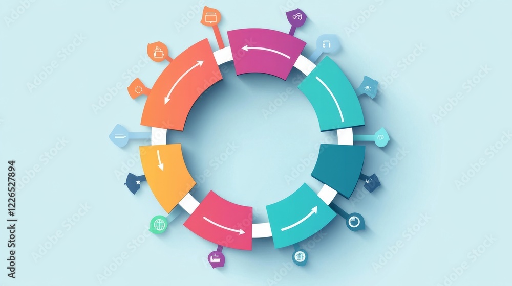 68.A visually striking infographic showing a circular workflow diagram ...