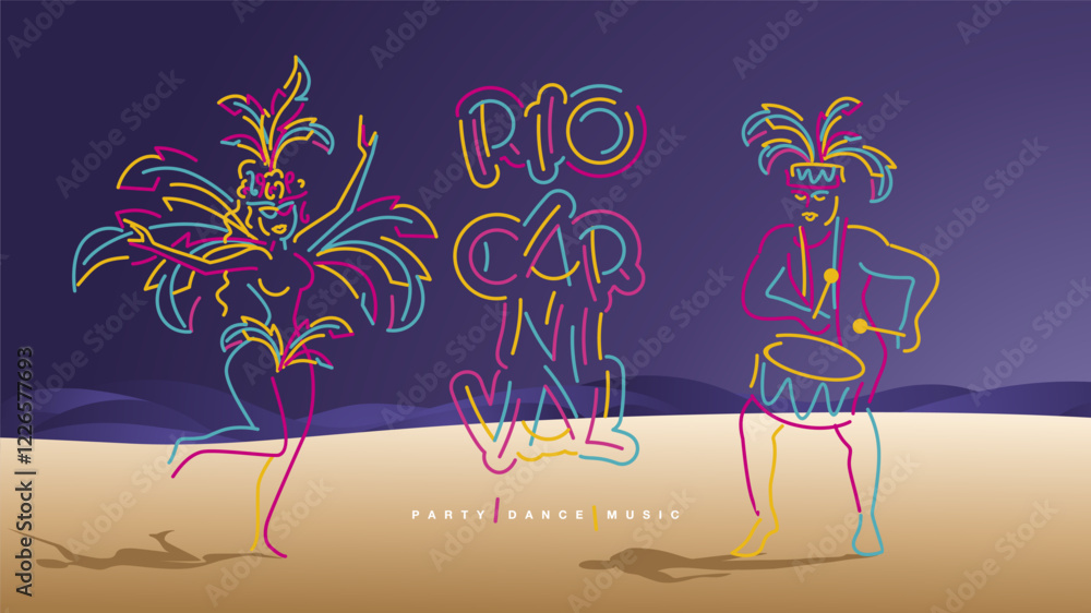 Rio Carnival 2025 new handwriten typography party dance music ...